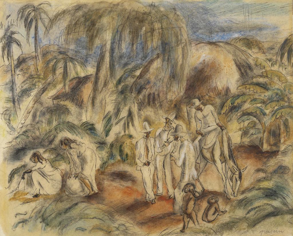 Barnes Collection Online — Jules Pascin: Figures in Tropical Landscape